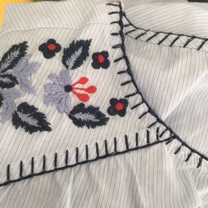 H&M | Tops | Hm Striped Long Sleeve Top Floral Embroidered 2 | Poshmark